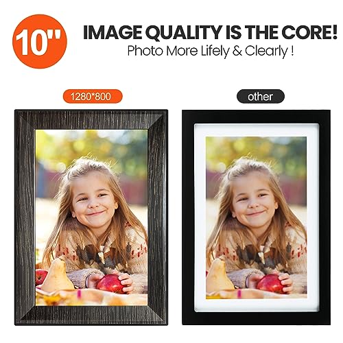 10.1 inch WiFi Digital Picture Frame with 64GB Storage(Built in 32GB and 32GB SD Card), 1280 * 800 IPS HD Touch Screen Electronic Smart Digital Photo Frame, Easy to Share Photos and Videos
