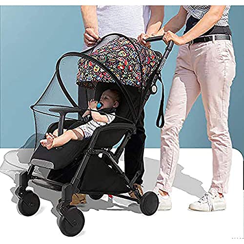 Mosquito Netting for Stroller, Encrypted Stroller Mosquito Net Full Cover, Stretchable Netting Breathable Folding Dual-Use Zipper Mesh Mosquito Net for Baby Car seat Cover (Black), XLXQ012
