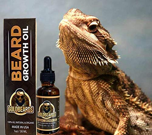 GOLDBEARDS GROWTH Beard Oil, 100% Pure Natural for Groomed Beards, Mustaches, & Moisturized Skin 1 Oz Infused with Argan, Jojoba, Avocado, Vitamin E, Biotin and Almond Oils