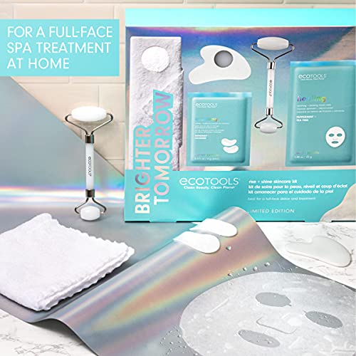 EcoTools Limited Edition Rise and Shine Skincare Kit, For Glowing Skin, 5 Piece Valentine's Day Gift Set, Gift For Wife, Spouse, Girlfriend, Significant Other, or Daughter