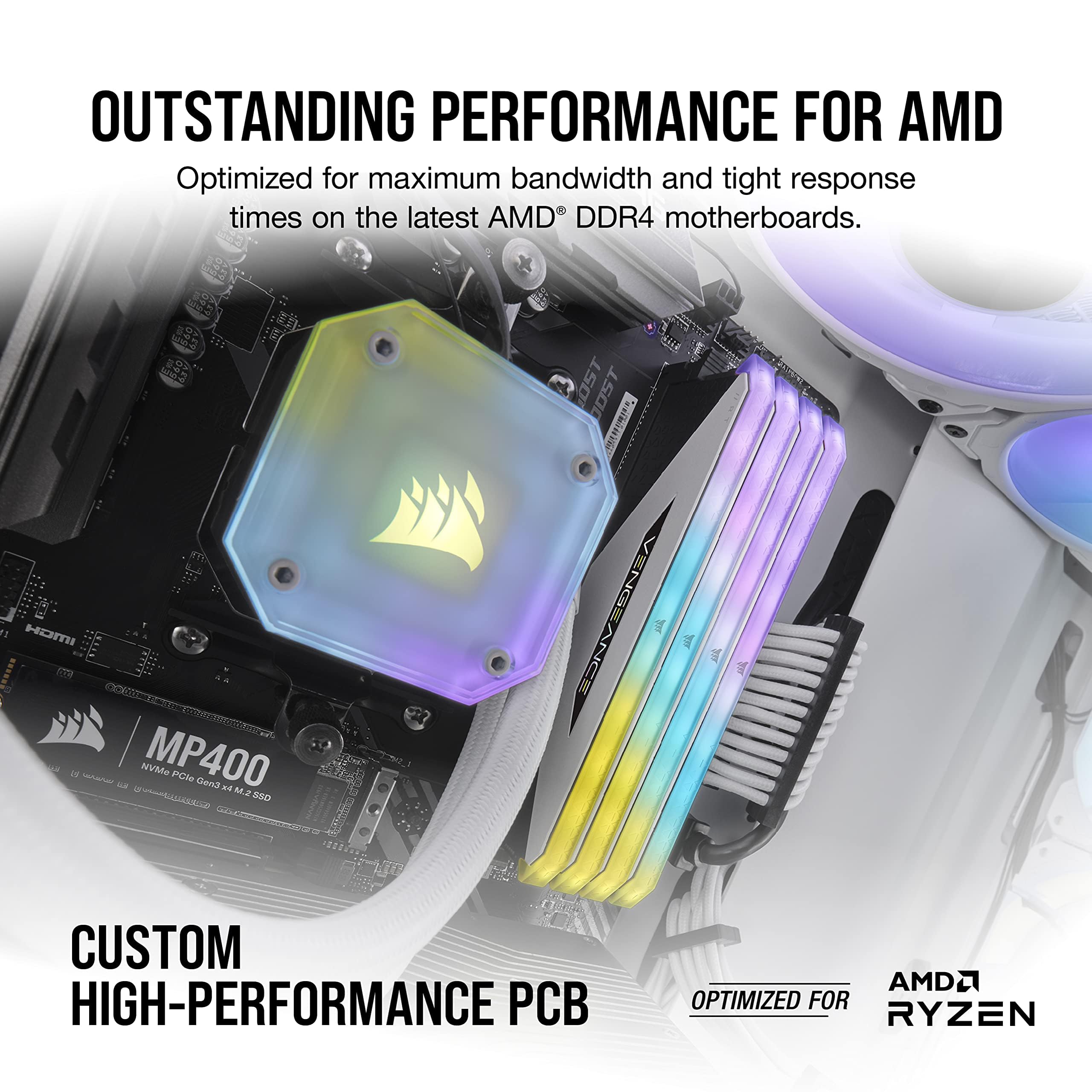 CORSAIR VENGEANCE RGB RT 32GB (2x16GB) DDR4 3600 (PC4-28800) C18 1.35V Desktop Memory