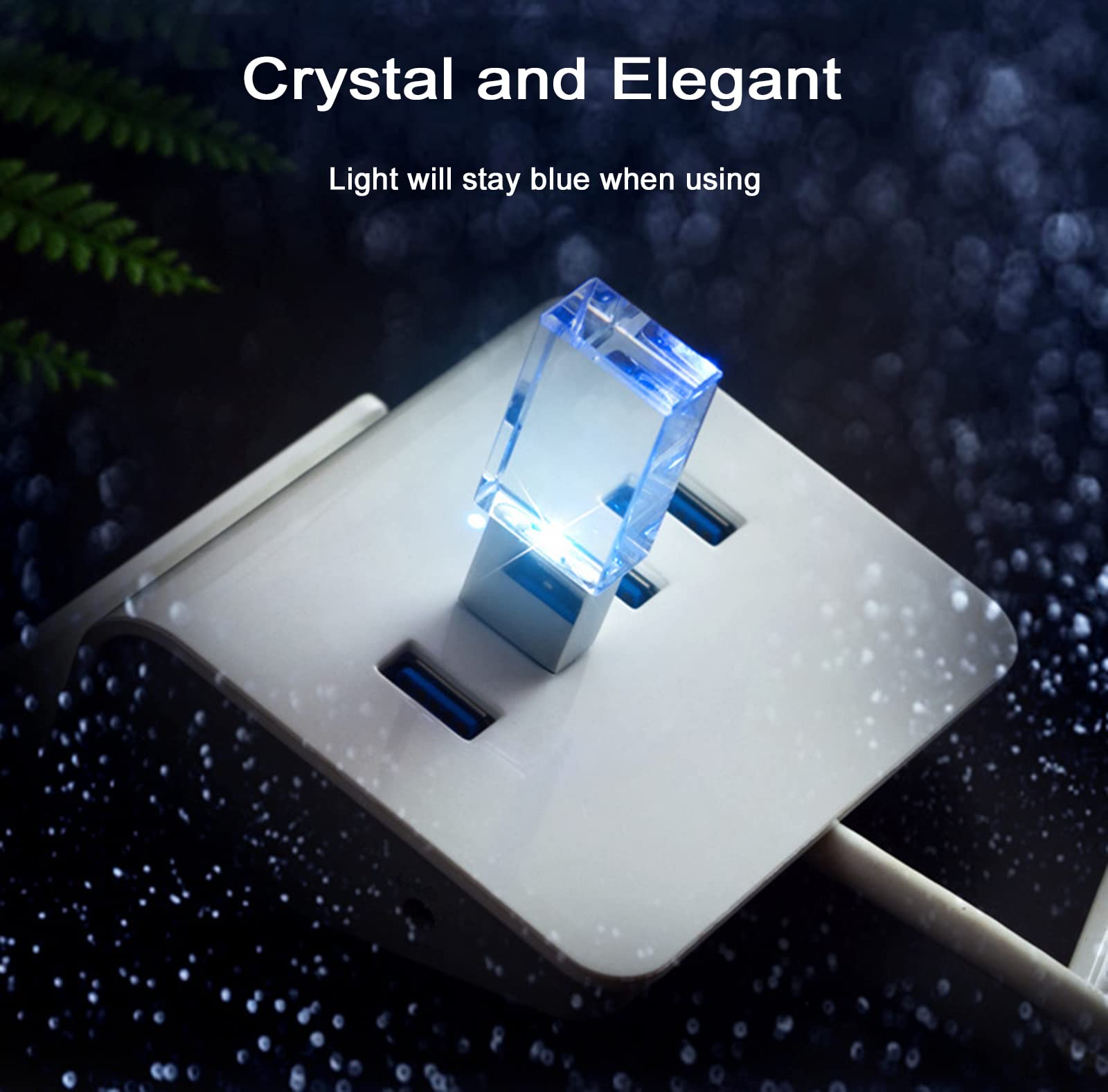 Laak 32GB New Crystal Transparent Rectangle Genuine USB Flash Drive 3.0 Wedding Gift Pendrive (Gold)