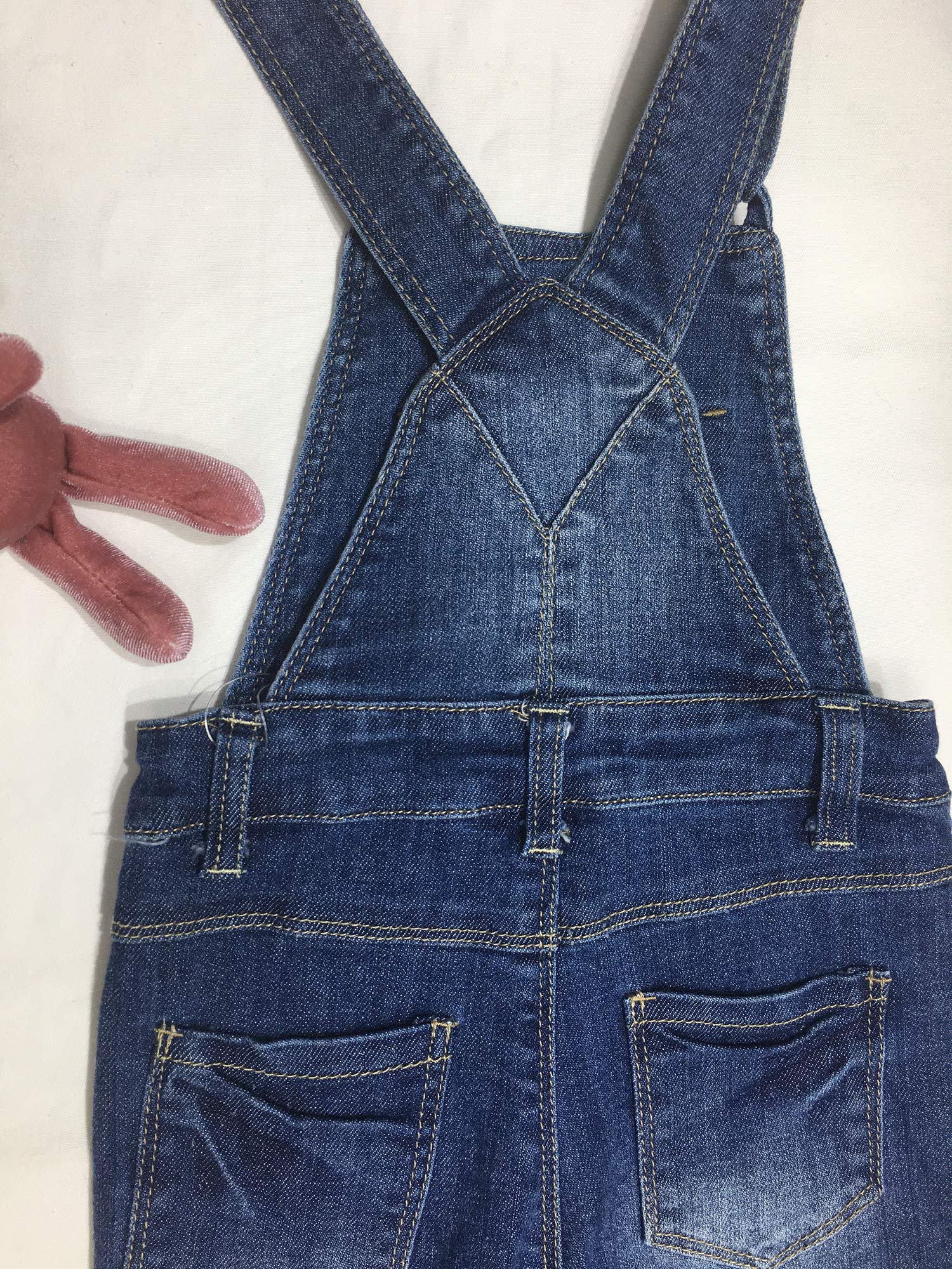 KIDSCOOL SPACE Baby Toddler Girls Snap Leg/Crotch Easy Diaper Changing Jeans Overalls,Blue,12-18 Months
