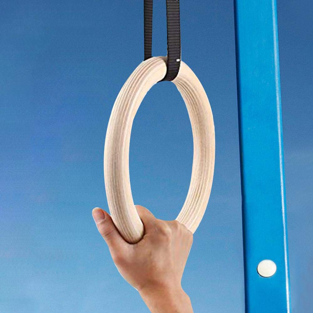 1 Pcs Gymnastic Ring Wooden Gym Ring, Fitness Ring, Exercise Ring, Heavy Duty Gym Equipment for Training Workout, Strength Training, Gymnastics, Olympic (Without Strap, Only 1 Ring)