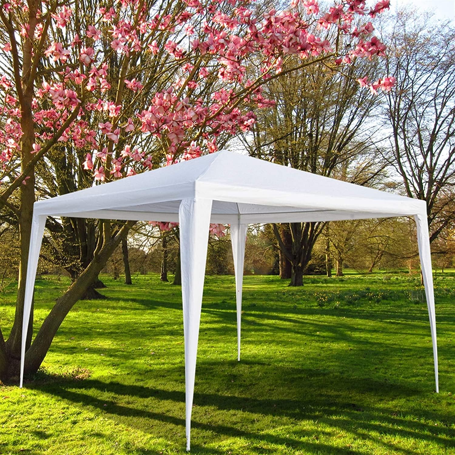 10'x10' Outdoor Party Tent, Backyard Canopy Tents for Parties, White Event Tent with Ground Nails and Ropes, Small Waterproof Tent for Wedding, Barbecue and Flea Market