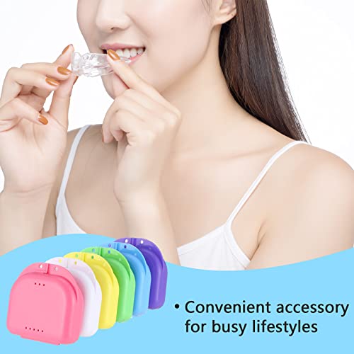 2 PCS Orthodontic Retainer Case,Retainer Case,Denture Case with Ventilation Holes for Mouth Guard and Floss (Purple)