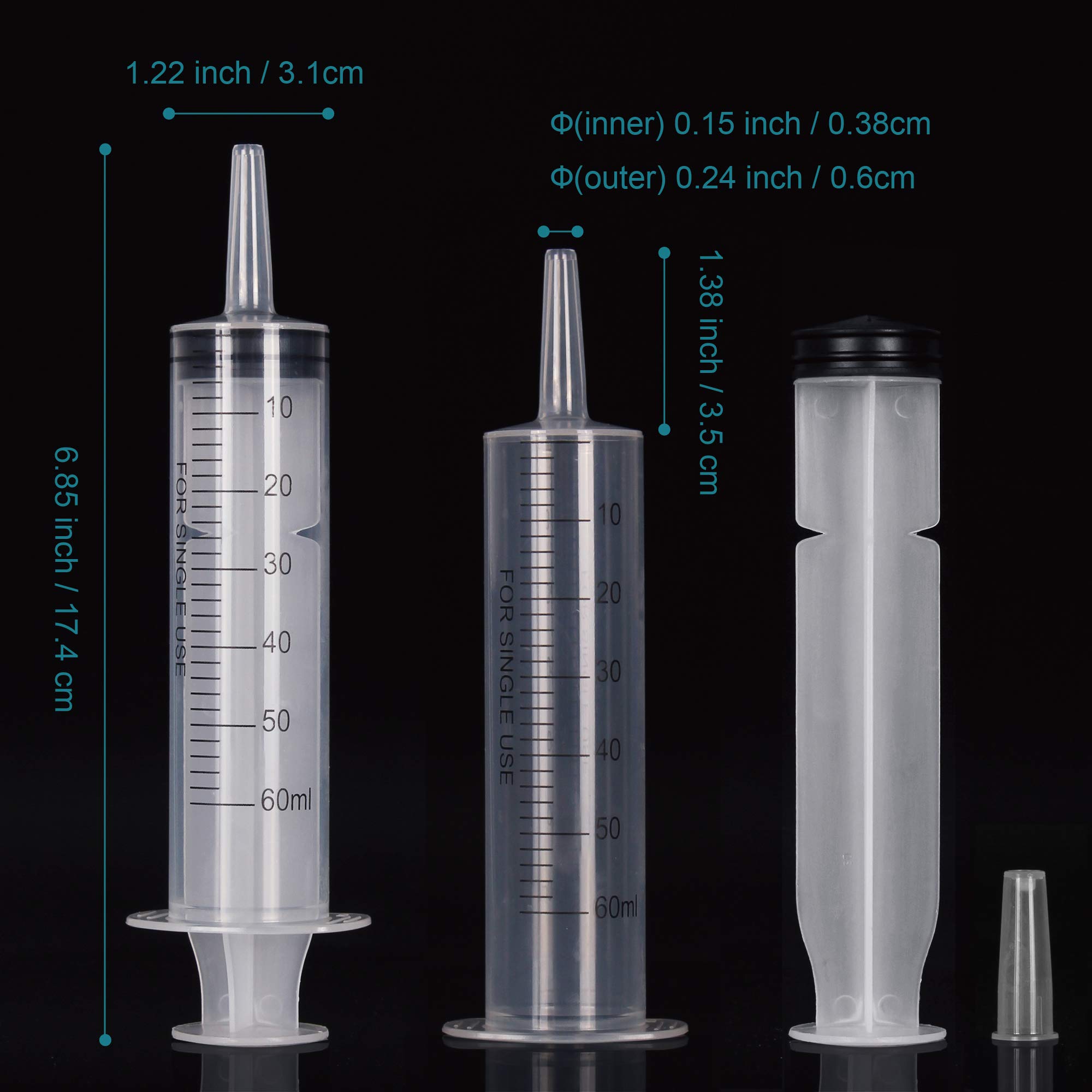 60ml + 20ml Syringe for Liquid set - Syringes without Needle - 20 ml Sterile Packed Plastic Syringe with Dropper for Medicine Student Lab Measuring Liquids and Pet Feeding Oral , Jello Shot ( 6 Pack )