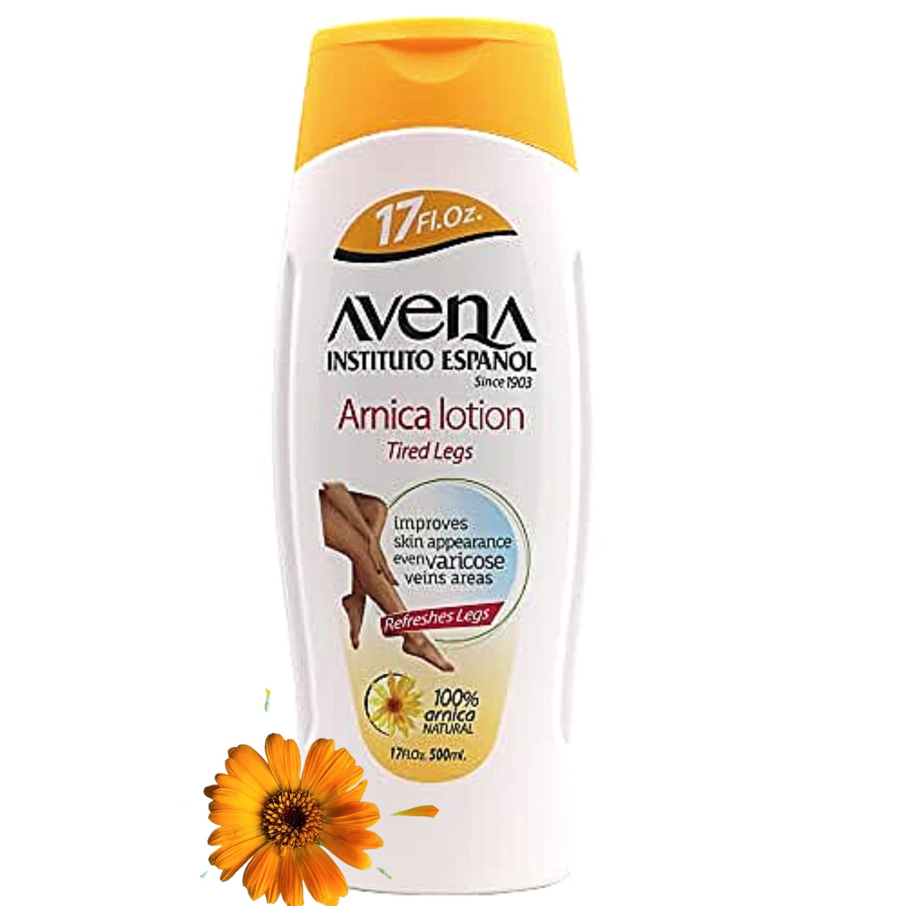 Avena Instituto Español Arnica Lotion Tired Legs, Improves Skin Appearance, Even Varicose Veins Areas, Refreshes Legs, 2-Pack of 17 FL Oz each, 2 Bottles