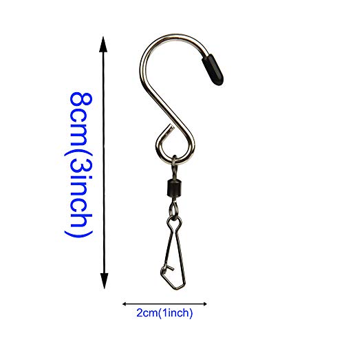 10pcs Swivel S Hooks Clips Hanging Wind Spinners for Chimes Crystal Twisters,Spinning Windsocks and Any Kites, Flower Pots, Plants, Bird Feeders, Solar Lights, Flags,Party Supply (Shook)