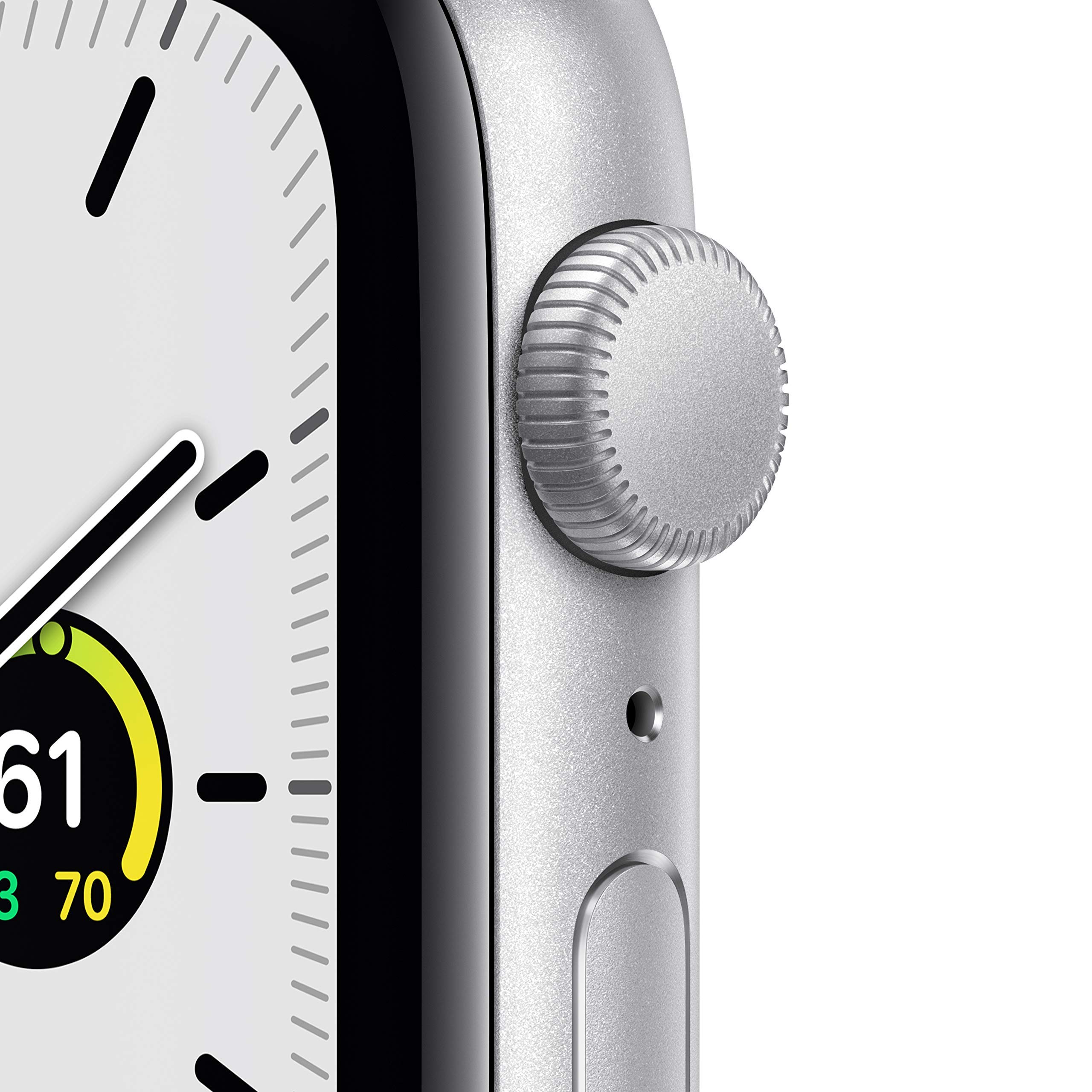 Apple Watch SE (GPS, 44mm) - Silver Aluminum Case with White Sport Band (Renewed)
