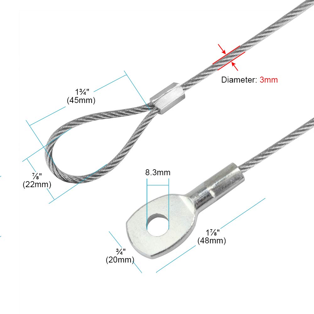 10 PCS 24" Braided Stainless Steel Security Cable Max.Load 165lb Luggage Lock Safety Locking Cables, Eyelet 5/16"