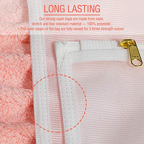 Tenrai Laundry Bag Mesh Wash Bag,Use YKK Zipper,Tote Bag Bathroom Hanging, Bra Fine Mesh Wash Bag for Underwear 3 Bags(3L Cellular Mesh)