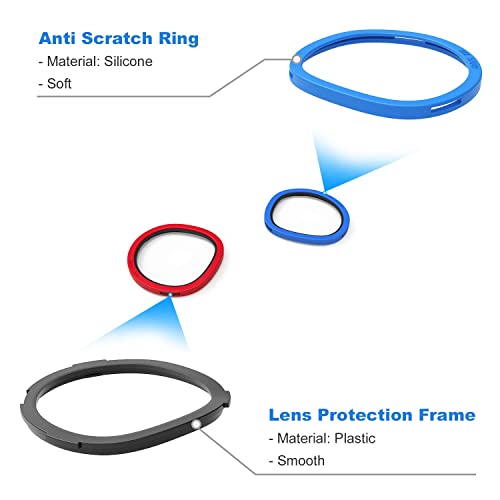 AMVR 6 Pair Glasses Spacer for Oculus Quest 2, VR Lens Protector Accessories Silicone Anti-Scratch Ring to Protect Headset Lens and Glasses Compatible with Meta Quest 1/Rift S/Go(Red & Blue, Black)