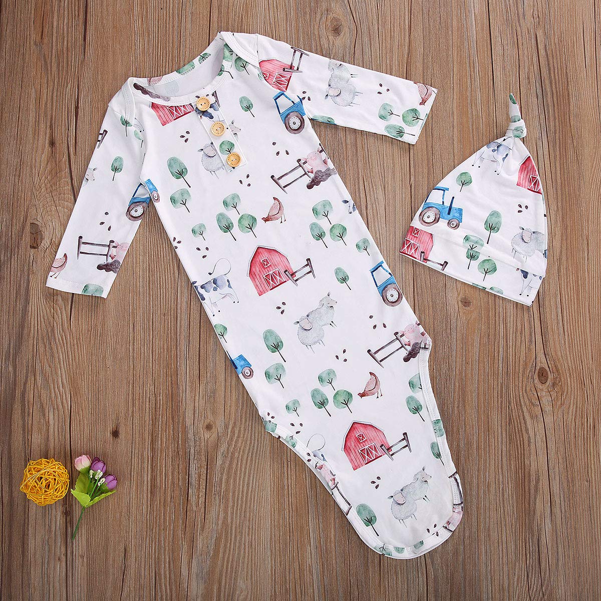 CIYCUIT Farm Animal Baby Stuff Knotted Clothes Newborn Coming Home from Hospital Outfit 0-6 Months