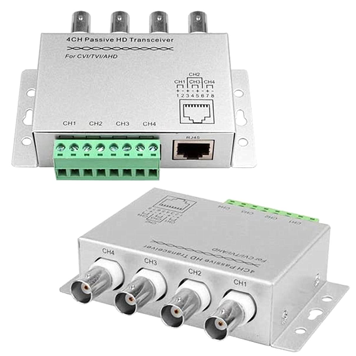 BeElion UTP 4 Channel 720P 1080P CVI/TVI/AHD Passive HD Transceiver,BNC to Cat5/5E/6 RJ45(T568B) UTP Cable Converter for CCTV Camera System