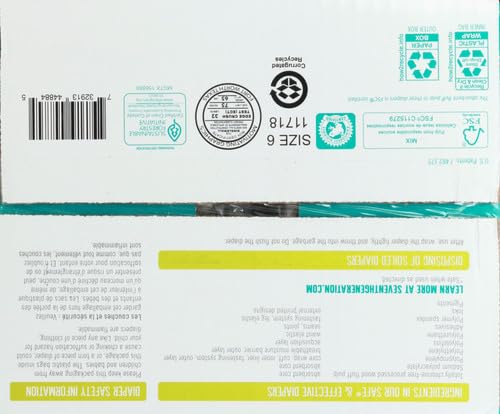 Seventh Generation Baby Diapers, Size 6, 46 Count, Super Pack, for Sensitive Skin