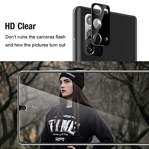TOCOL 4 Pack fit for Samsung Galaxy Note 20 5G (Not for Ultra)- 2 Pack Tempered Glass Screen Protector and 2 Pack Tempered Glass Camera Lens Protector Bubble Free Case Friendly 9H Hardness