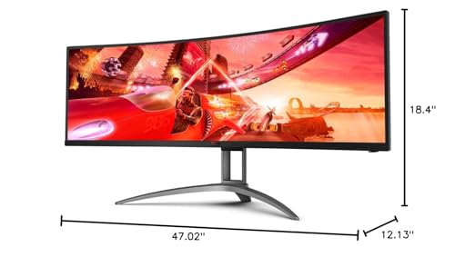 AOC AGON AG493UCX 49 inches Curved Immersive Gaming Monitor Dual QHD 5120 x 1440 @ 120Hz (Renewed)