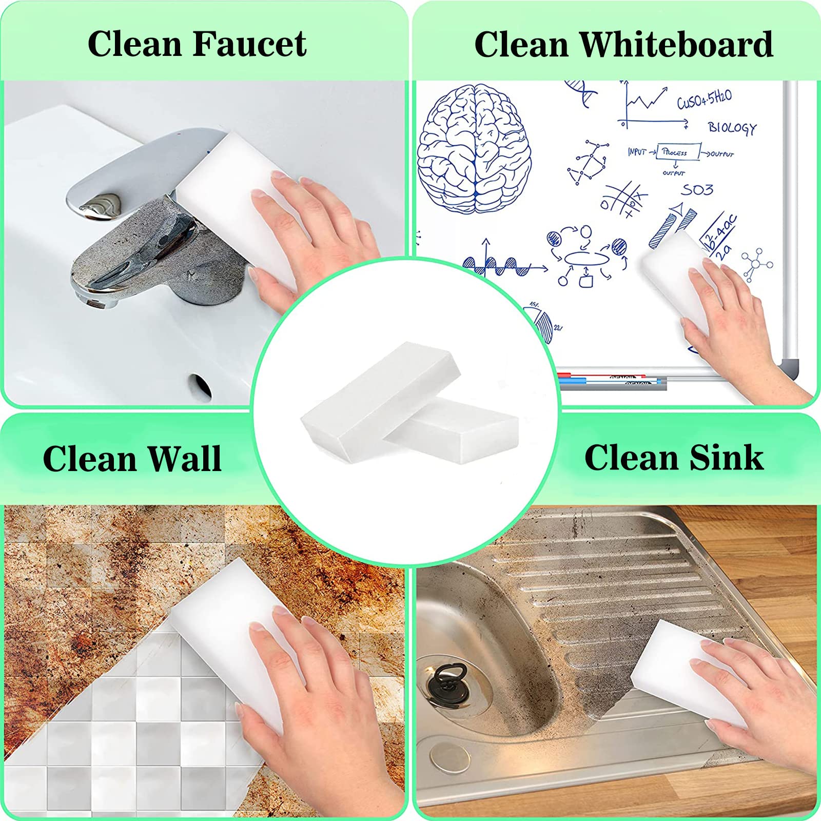 100/180 Pack Magic Sponge Eraser, Melamine Sponge Foam, Non-Scratch Kitchen Scrub Magic Sponge, Multi-Functional Household Cleaning Sponges for Dish, Bathroom, Bathtub, Sink, Cup, Wall Cleaner