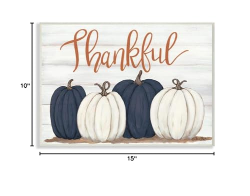 Stupell Industries Autumn Farm Pumpkin Harvest with Thankful Phrase Wall Plaque Art Design by Sarah Baker
