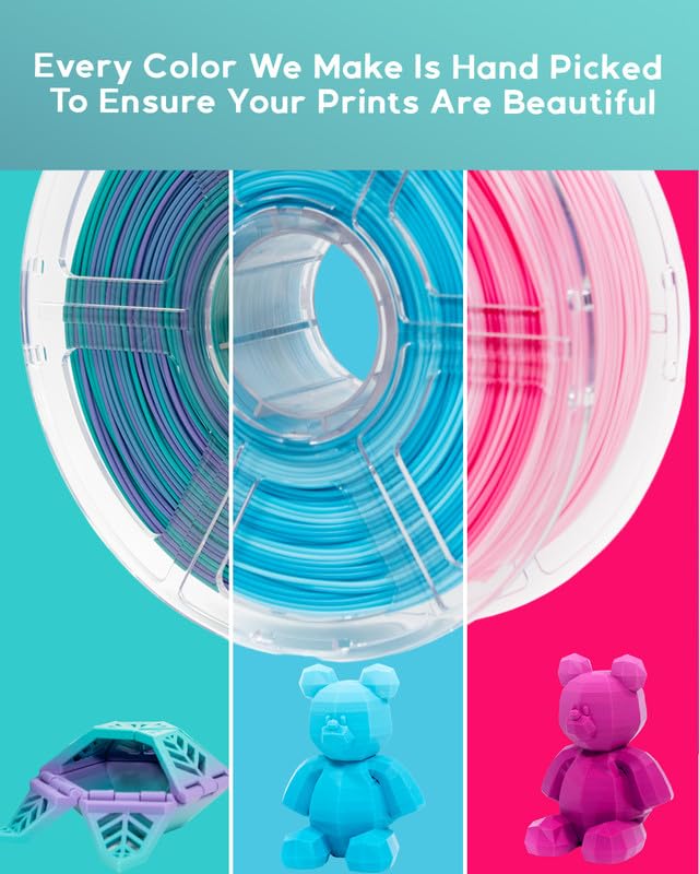 Cookiecad PLA Filament 1.75mm 1kg Rainbow Multicolor 3D Printer Filament - Mermaid PLA