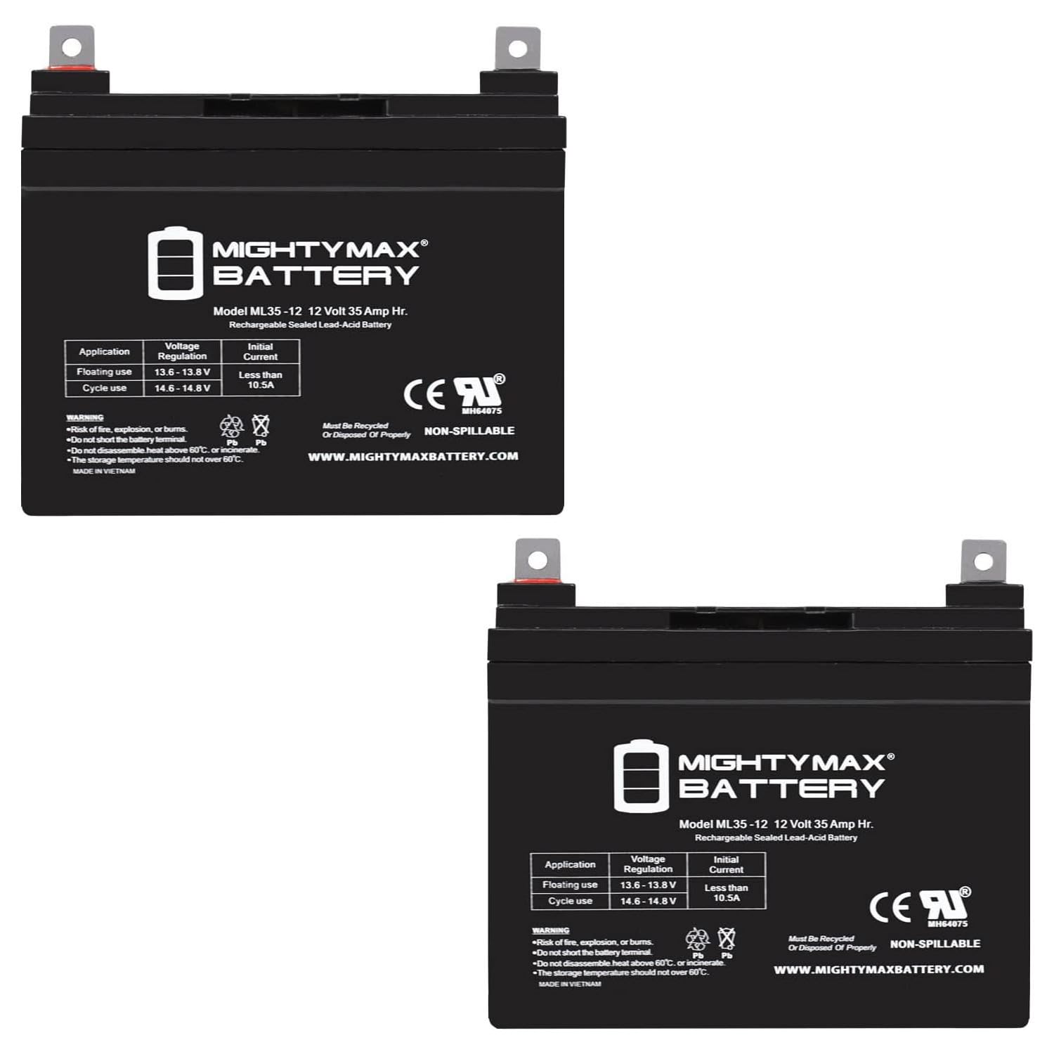 Mighty Max Battery 12V 35AH SLA Replacement Battery for MK MU-1 SLD G - 2 Pack