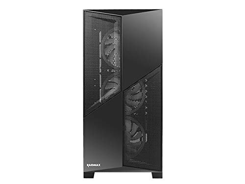 Raidmax ATX Desktop Computer Gaming PC Case Mid Tower PC Case with addressable RGB x3 ARGB Fans ATX PC Case USB 3.0 Tempered Glass PC Case Mesh Window Computer Case with 3 ARGB LED Black PC Case -X627