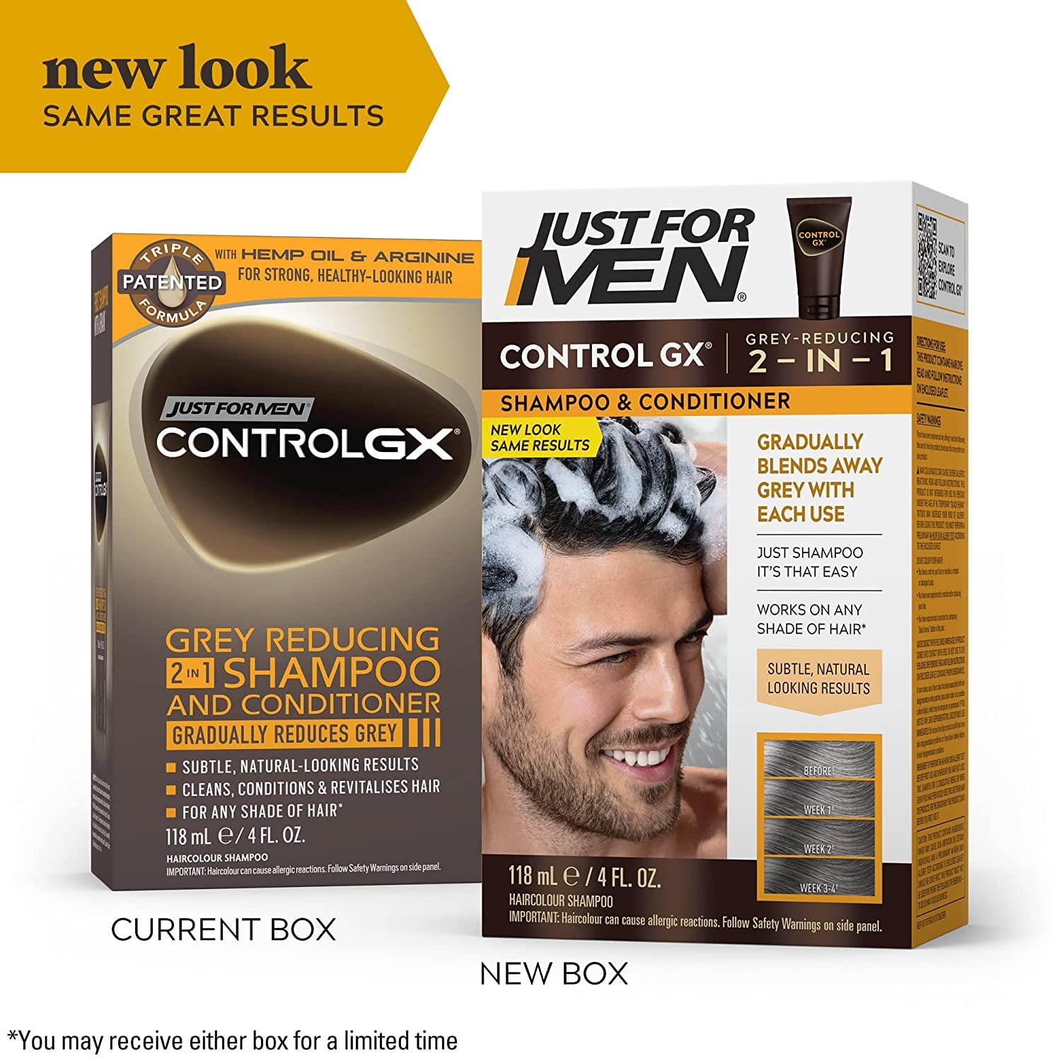 Just For Men Control Gx 4 Ounce 2-N-1 Shampoo & Conditioner (Pack of 2)