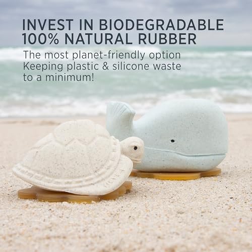 HEVEA Squeeze'n'Splash Rubber Duck & Frog Bath Toys Gift Set - Bath Toy for Babies and Toddlers - 100% Natural Rubber, Plant Based, Plastic-Free, BPA-Free