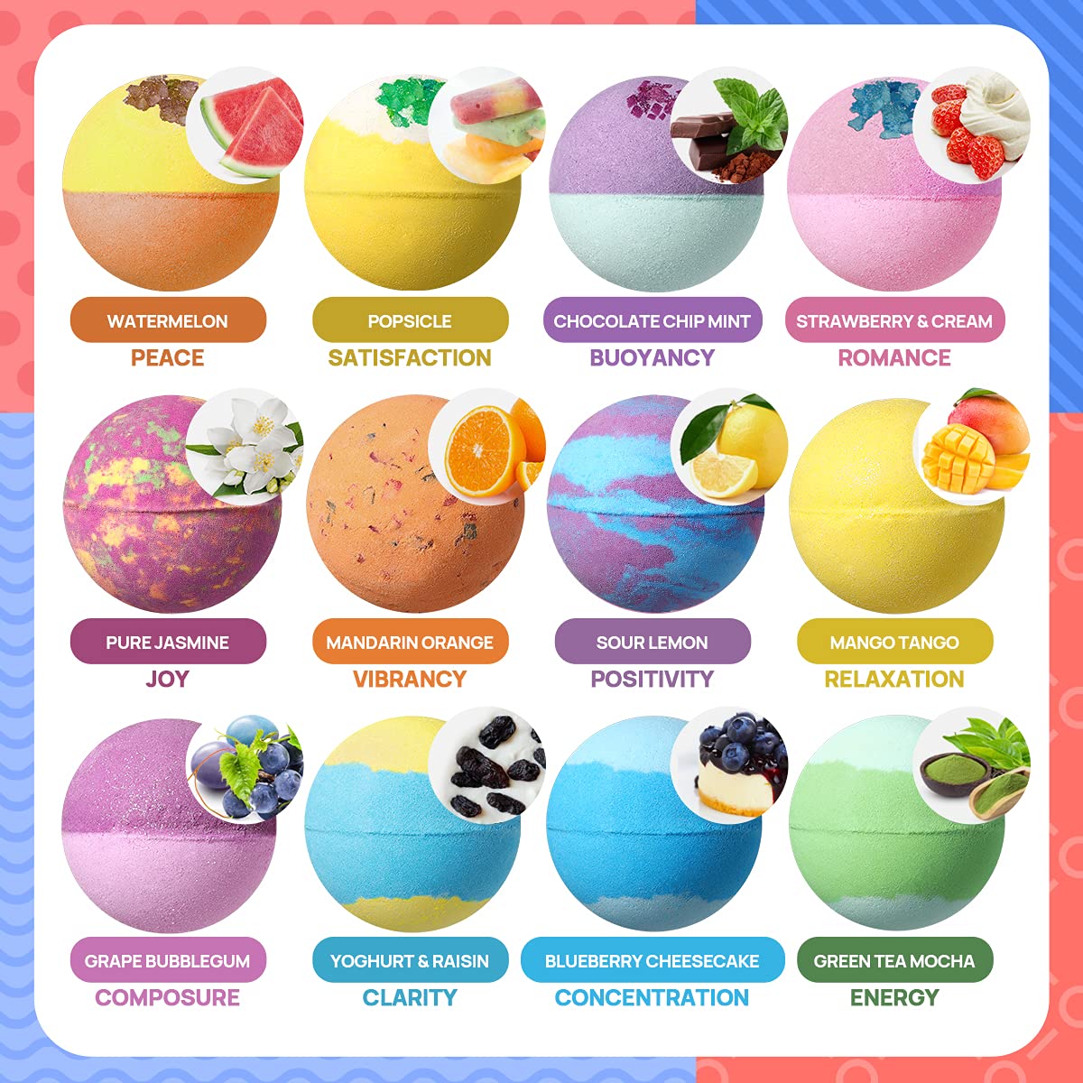 Bath Bombs for Kids and Women - Bubble Bath Shower Salts for Women - Relaxing Bathbombs Set for Women - Bath Essentials Shower Bubble Steamers (12-Pack ・ Bath Bombs)