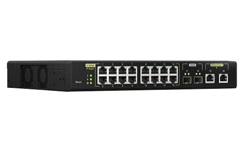 QNAP 20-Port 10GbE PoE++ and 2.5GbE PoE+ Managed Network Switch (QSW-M2116P-2T2S-US). Layer 2, Web Management