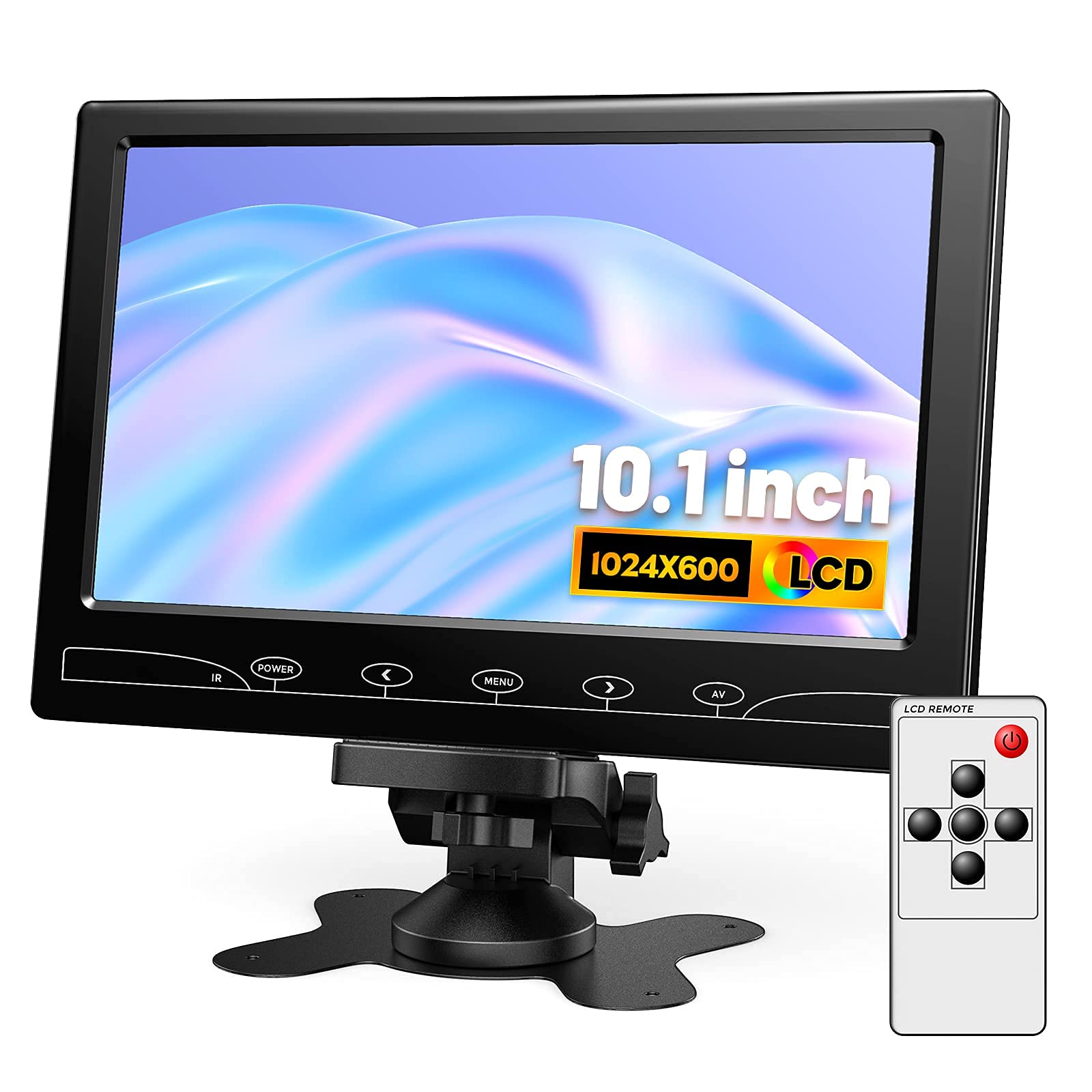 APROTII 10.1 Inch Security Monitor, Small LCD HDMI Monitor Mini Screen 1024x600, HDMI VGA AV Portable Mini HD Color Screen Display Built-in Speaker,with Remote for PC Raspberry Pi Camera Car Security