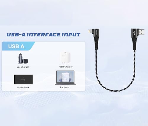 AGOZ Apple MFI Certified USB to Lightning Cable, 90 Right Angle Short iPhone Charging Cable Cord, for iPhone 14, 13, 12 Pro Max, SE, 11 Pro Max, Xs XR (6 inch)
