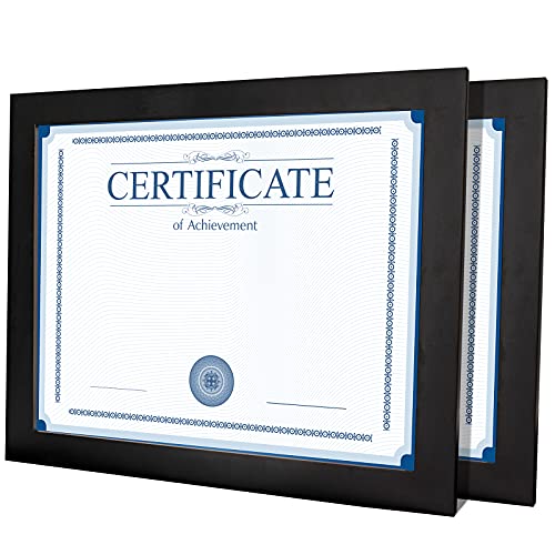 Annecy 8.5x11 Picture Frame (2 Pack, Black) -Made of Solid Wood - Wooden Frames - 8.5x11 Photo Frames with Real Glass -Wall Mount & Table Top Display