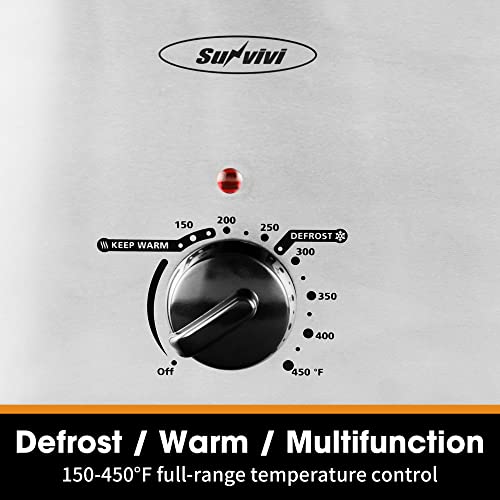 30lb 26-Quart Roaster Oven, Electric Roaster Oven with Viewing Lid, Sunvivi Turkey Roaster with Unique Defrost/Warm Function, Large Roaster with Removable Pan & Rack, Stainless Steel, Silver
