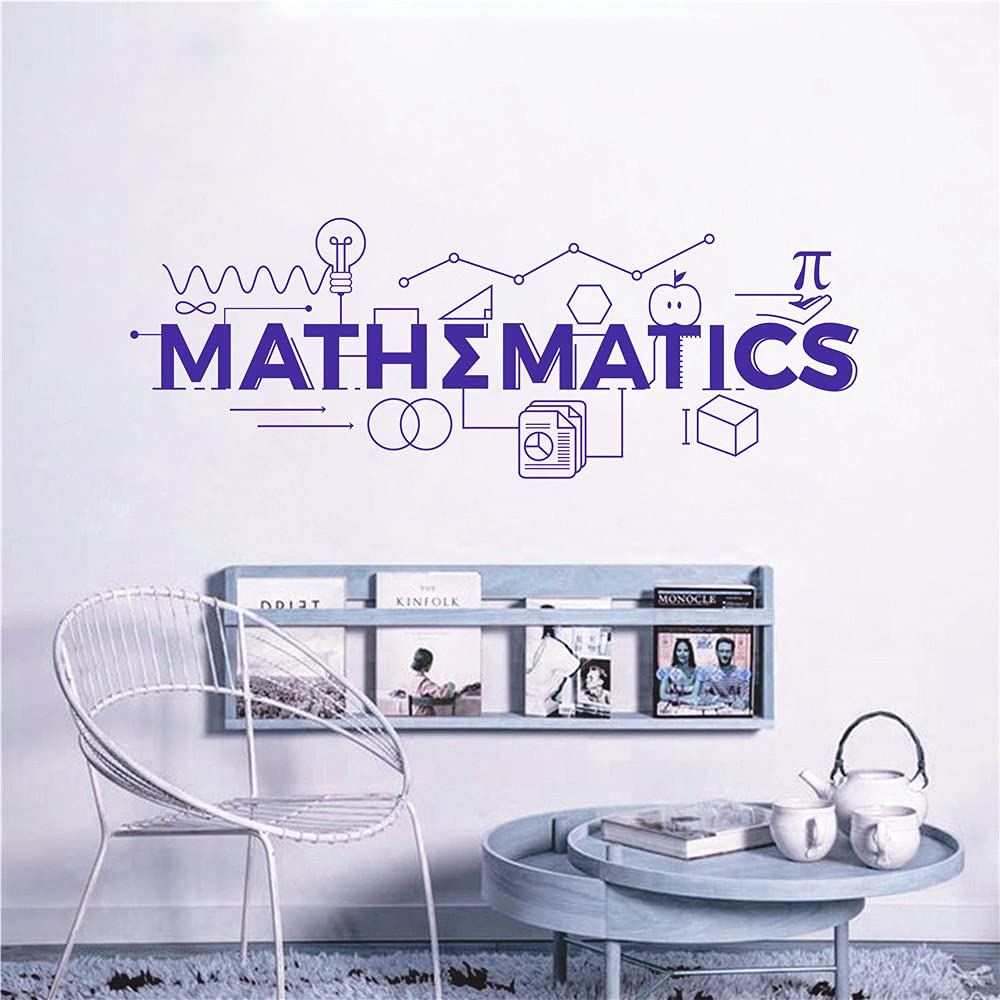 Children Room Mathematics Sign Wall Stickers Math Education Vinyl Decals School Classroom Decoration Motivational Poster Wall Murals HQ951 (Blue)