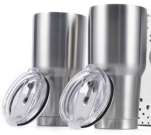 30oz tumbler - 2 Pack Insulated Stainless Steel Tumblers with Lids - Double Wall Tumbler Vacuum Insulated - Use it as Travel Mug, Coffee Cup or for Personalized Tumbler with Epoxy, Vinyl, etc.