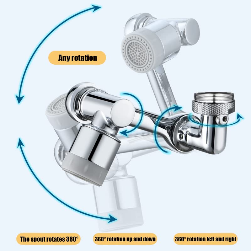 1080°Swivel Faucet Extender Aerator, Oxygen Enriched Foam, Splash Filter Kitchen Faucet Extender, 4-Tier Net Filter with 2 Water Outlet Modes,faucet extender for bathroom sink,faucet aerator(2pcs)
