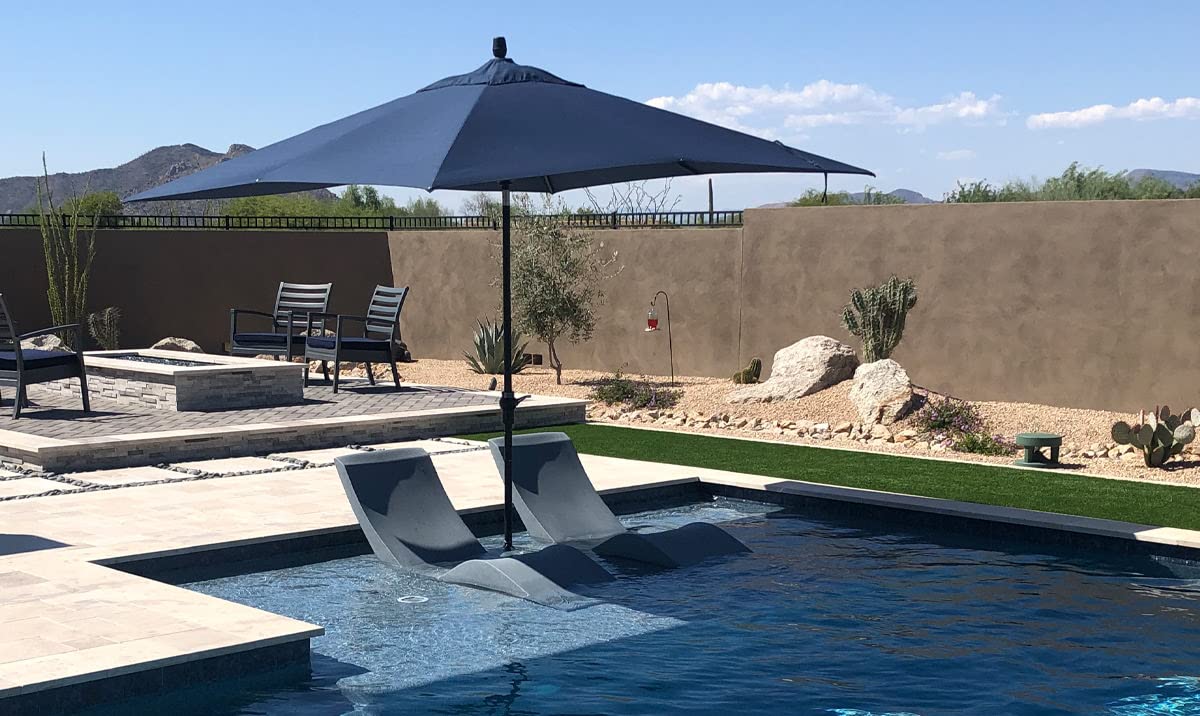 Aqua Outdoors - in-Pool Chaise Lounger - Pool & Sun Shelf Lounge Chair - Designed for Water Depths Up to 9β - Compatible with All Pool Types - Poolside & Sun Deck Tanning - Set of 2 - Gray Granite