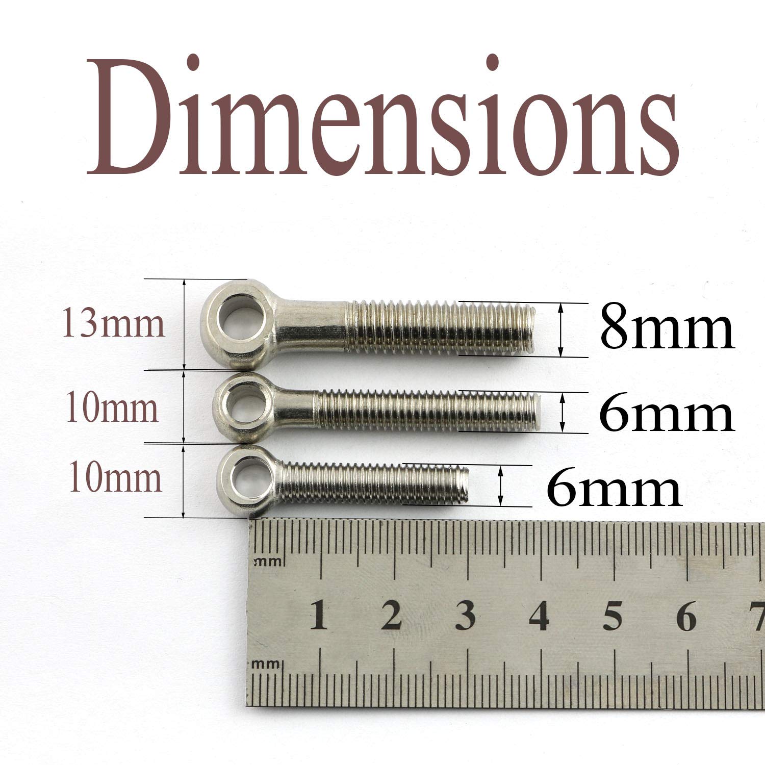 6pcs M6x30mm Eye Bolt Screw Lifting Ring Eye Bolts 304 Stainless Steel Axle Pin Split Pin Shaft Pin Dowel Bolt Ring Screw Loop Hole Bolt