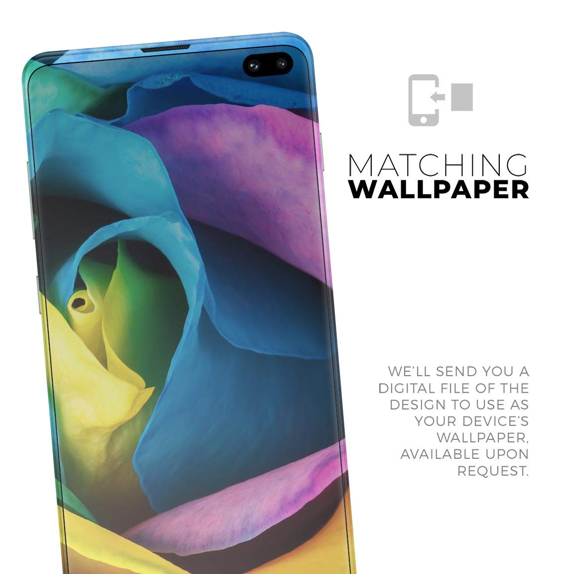 DesignSkinz Rainbow Dyed Rose V3 Protective Vinyl Decal Wrap Skin Cover Compatible with The Samsung Galaxy S20 (Screen Trim & Back Glass Skin)