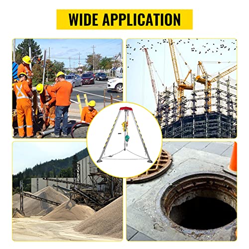 BestEquip Confined Space Tripod Kit 1200LBS Winch, Confined Space Tripod 7' Leg Bracket and 98' Cable, Confined Space Rescue Tripod 32.8' Fall Protection for Traditional Confined Spaces