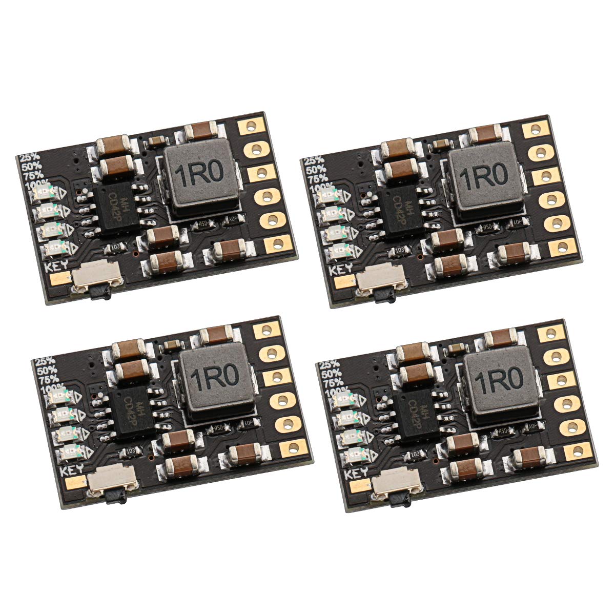 Beffkkip 4pcs 2A 5V Charge Discharge Integrated Module 3.7V/4.2V PCB Board Module for 18650 Lithium Battery Charging Boosting Mobile Power Board