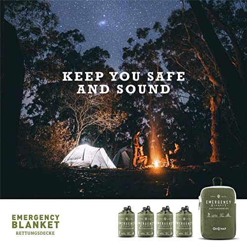 OriStout Emergency Blankets for Survival, 4 Pack of Extra Large Thermal Space Mylar Blankets, Emergency Blanket for Car, Winter Survival Kit for Snow/Camping/Hiking/Outdoor (Army Green)
