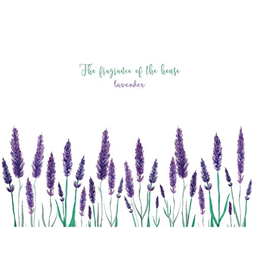 Amaonm Removable Creative Purple Lavender Wall Decal DIY Flower Fresh Grass with Lettering Wall Stickers Peel and Stick Art Decor for Kids Girls Bedroom Living Room Bathroom Nursery (Lavender)