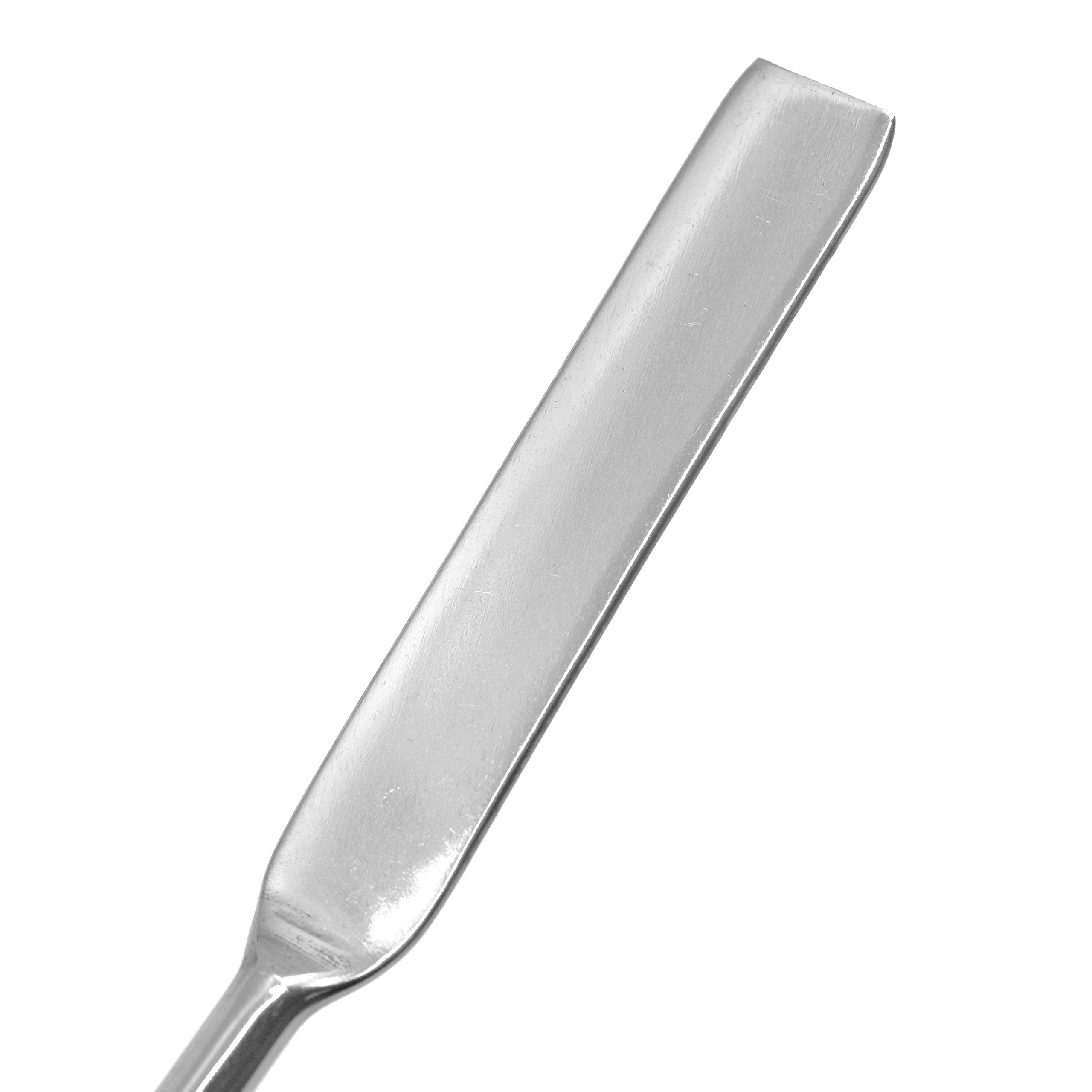 6PK Chattaway Spatulas, 5.9" - Stainless Steel, Polished - Dual Ended, Flat End & Bent End - Eisco Labs