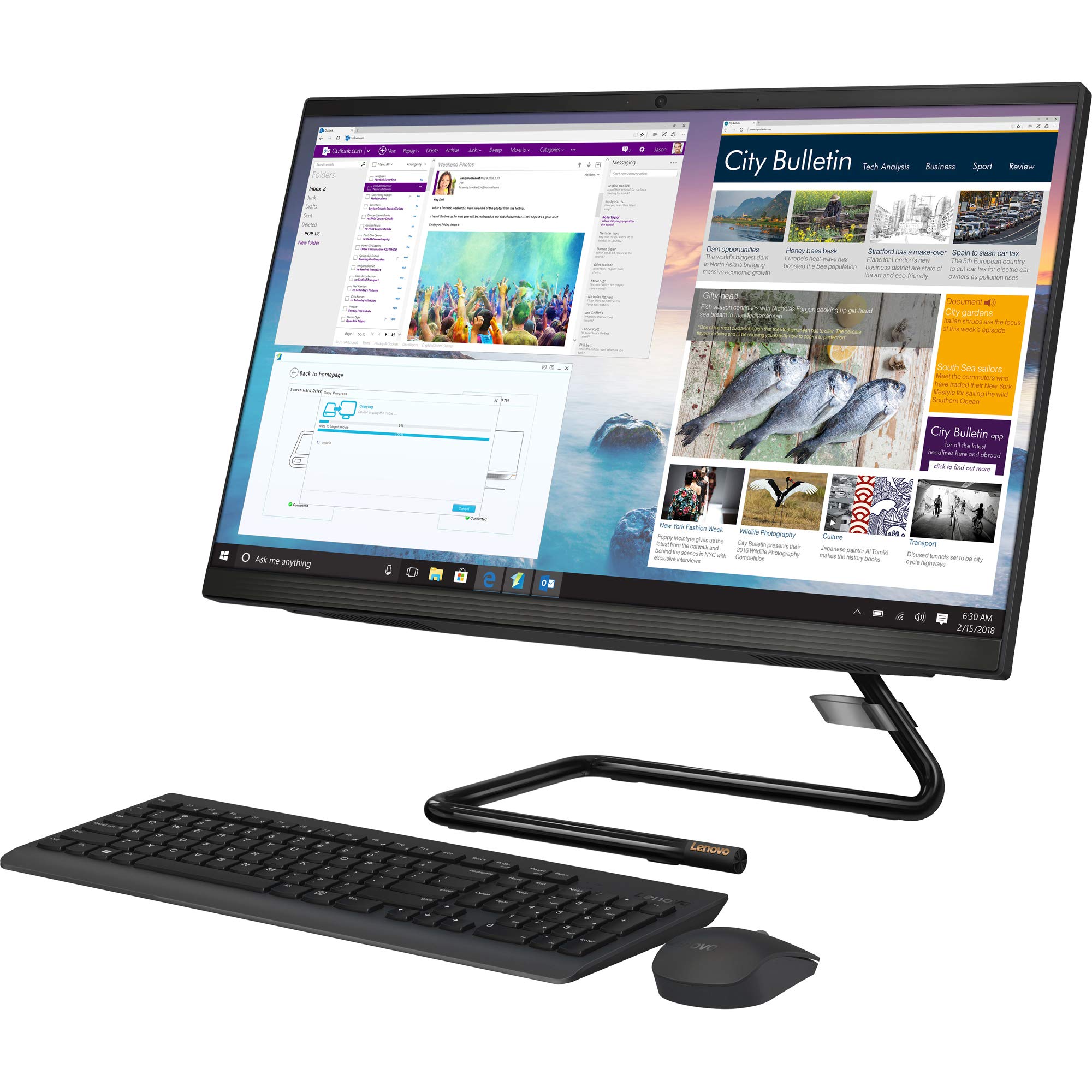 Lenovo IdeaCentre A340 24 AIO 23.8" FHD Touchscreen Windows 10 Pro Business Desktop Computer, Intel Hexa-Core i5-9400T up to 3.4GHz, 32GB DDR4 RAM, 1TB PCIe SSD, DVDRW, 802.11AC WiFi, Bluetooth