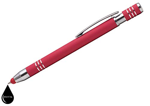 Express Pencils™ - Soft Touch Custom Pens with Stylus Personalized Metal Printed Name Pens - Black Ink - Imprinted Message of Choice - 12 pcs/pack (Assorted)