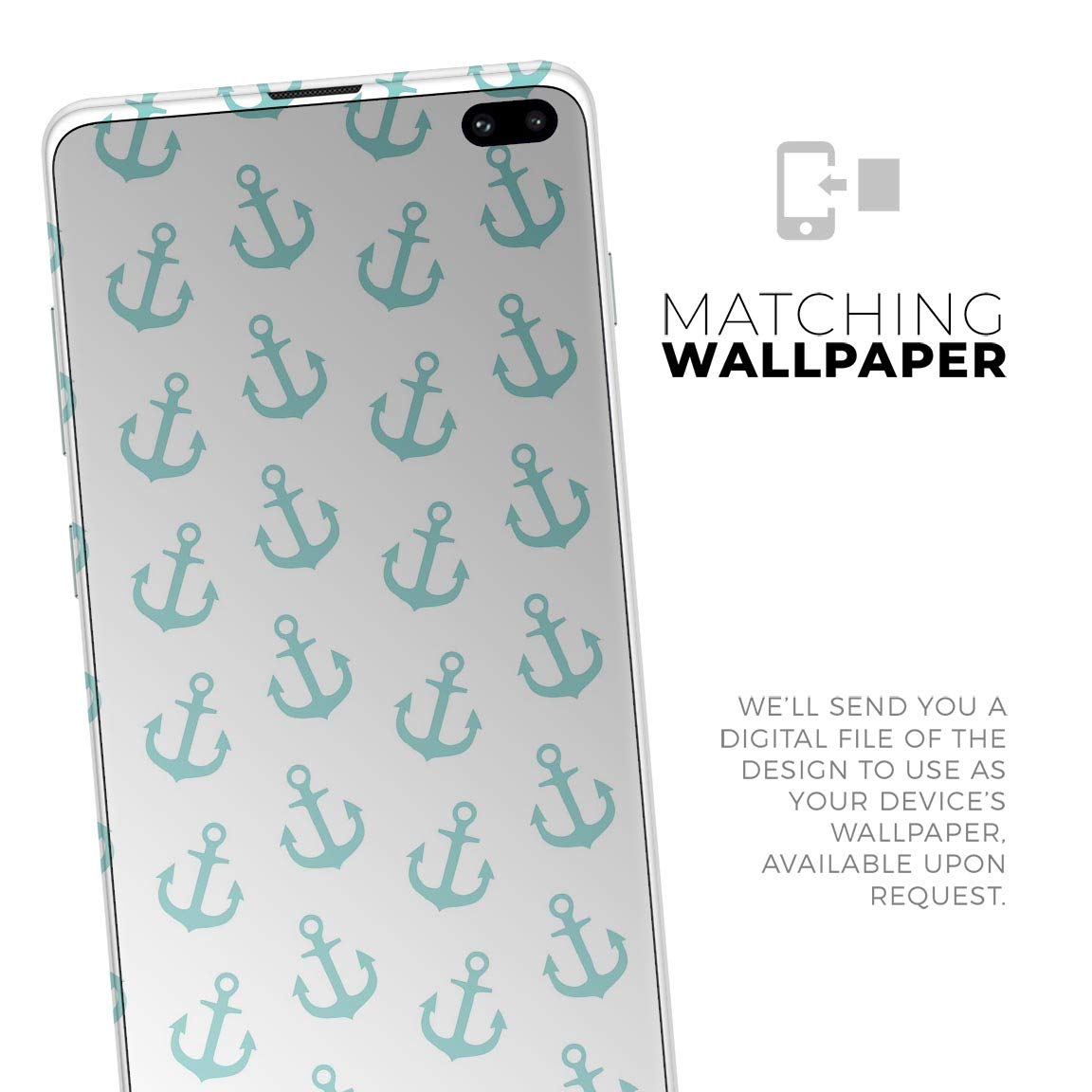 DesignSkinz Teal Micro Anchors Protective Vinyl Decal Wrap Skin Cover Compatible with The Samsung Galaxy S20 (Screen Trim & Back Glass Skin)
