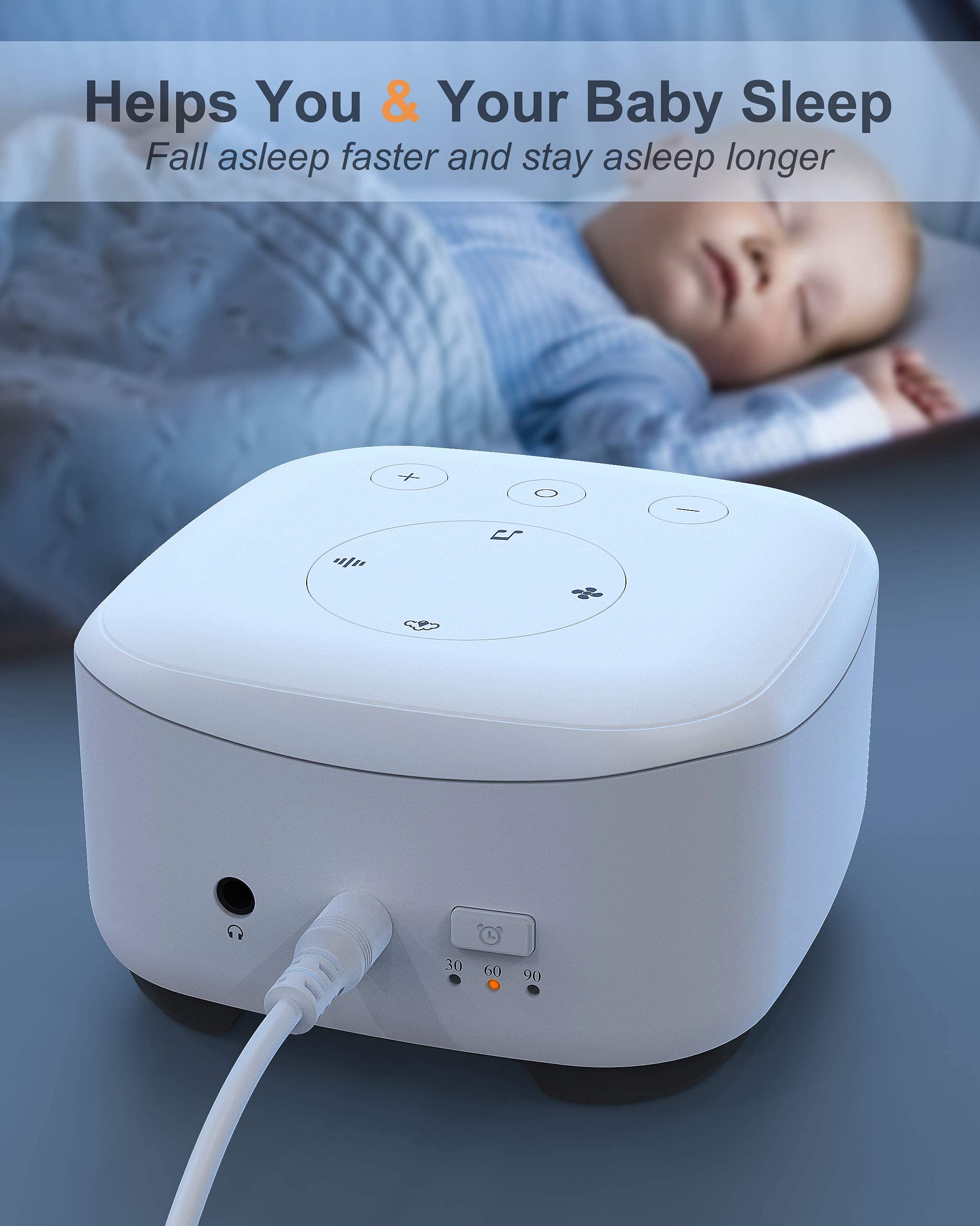 elesories S3 White Noise Machine, Portable Sleep Therapy Sound Machine for Adults Baby Kids Sleeping